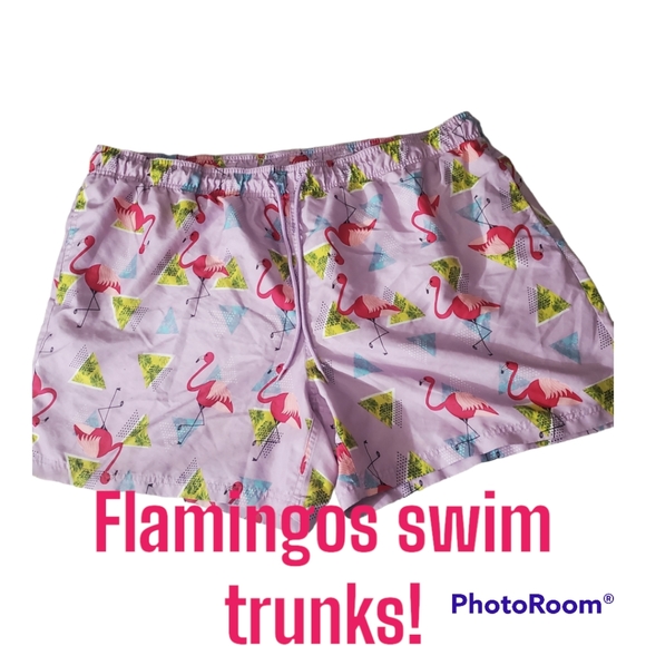 Swim | Mens Flamingo Swim Trunks Swimsuit Size 3x 485 Retro Print 90s ...